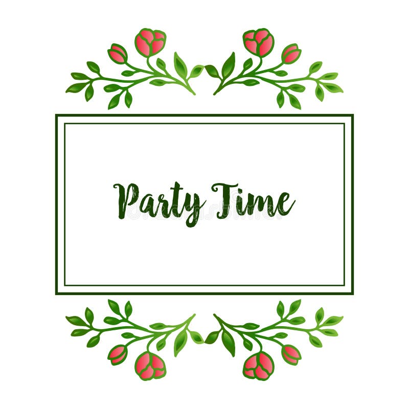 Template for Party Time Card, with Beautiful Leaves Flower Frame ...