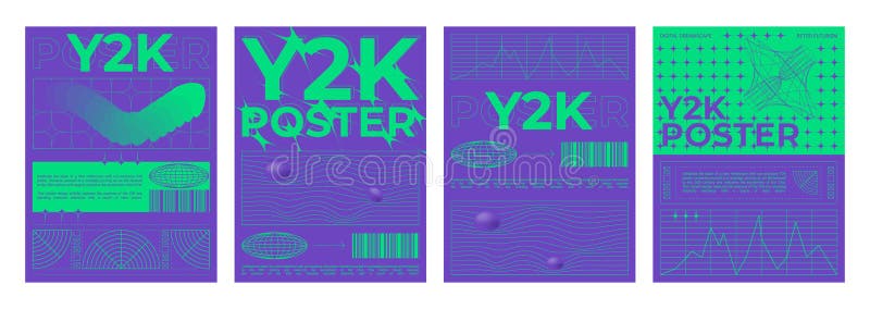 Poster Template in Y2k Style with Grid Pattern Stock Vector ...