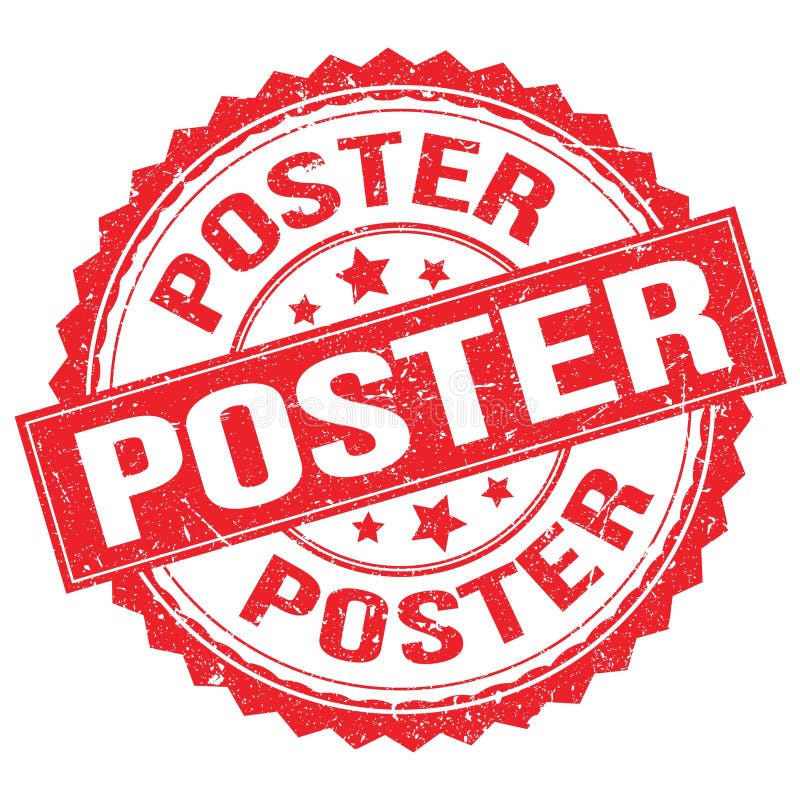 POSTER Text on Red Round Stamp Sign Stock Illustration - Illustration ...