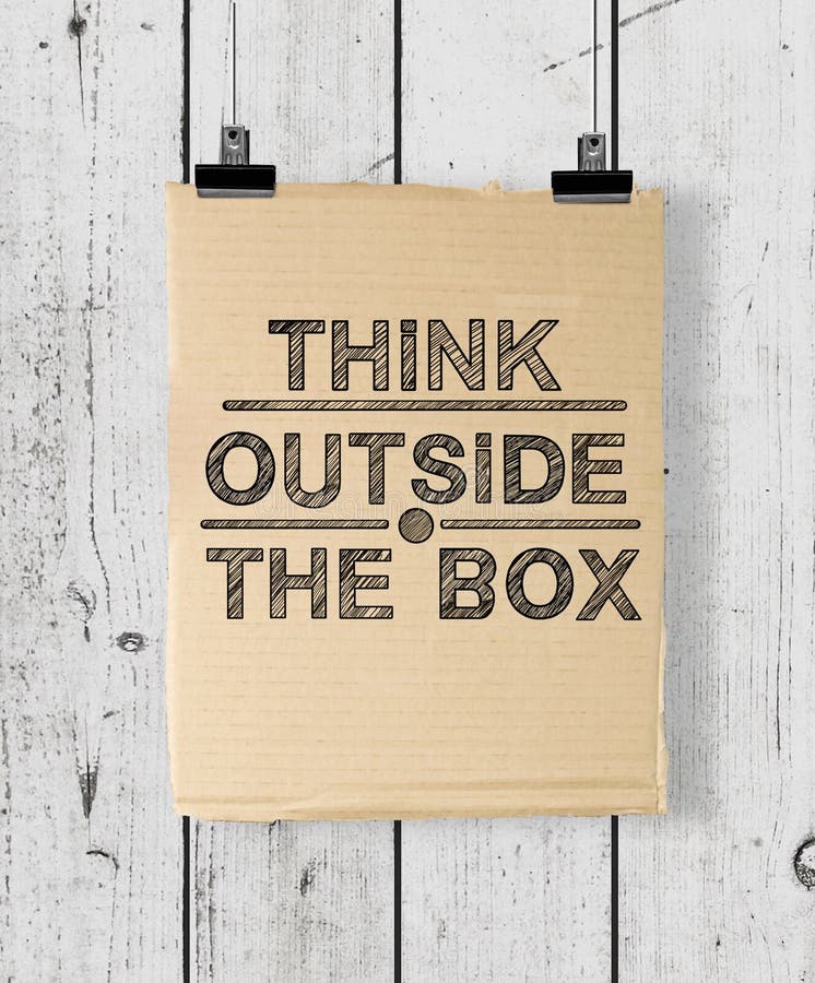 Poster with Think Outside the Box Stock Image - Image of blueprint ...