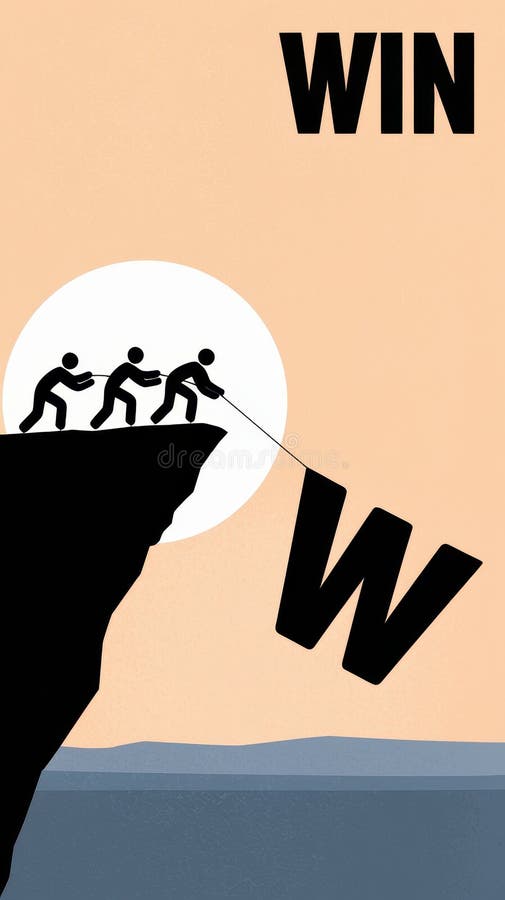 Poster with Three People Pulling a Rope and the Letters W and W on it ...