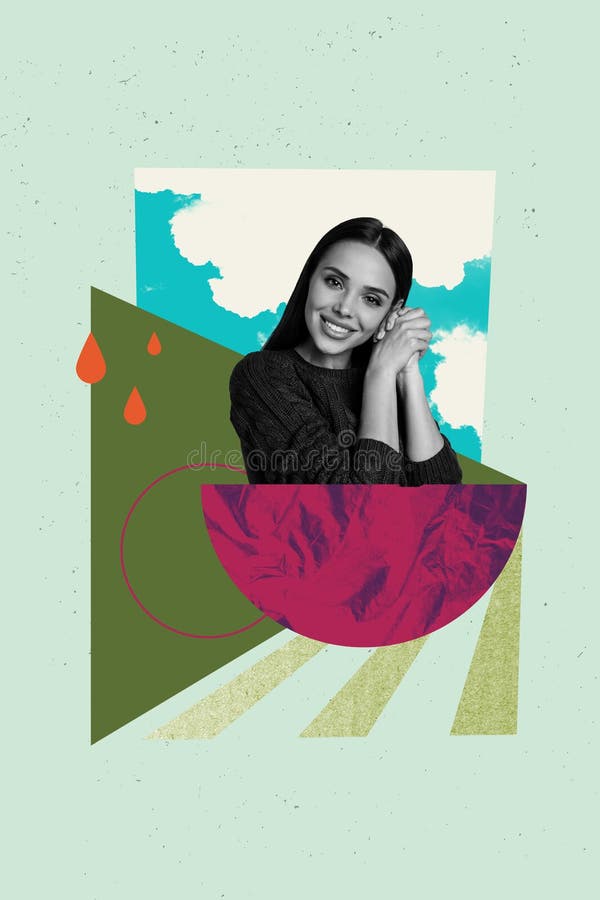 Poster Trend Collage of Person with Earth Element Rain on Green ...