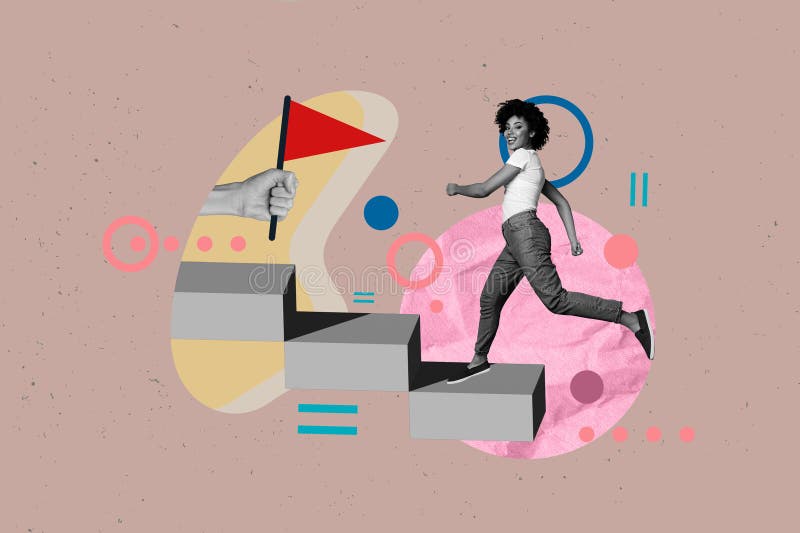 Poster Trend Collage of Person Running Steps Direct Flag on Brown ...