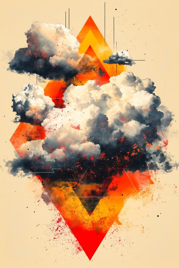 A Poster with a Triangle Shaped Cloud in the Middle of it. Generative ...