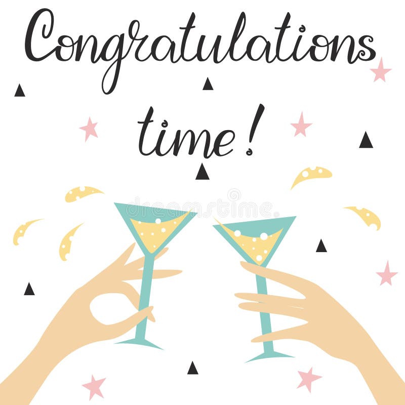 Poster with Two Glasses with a Drink in Hands Stock Vector ...