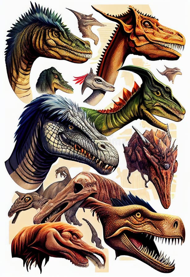 Poster with Various Types of Dinosaurs in One Set. Stock Illustration ...