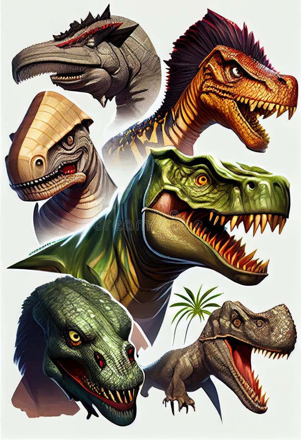 Poster with Various Types of Dinosaurs in One Set. Stock Illustration ...