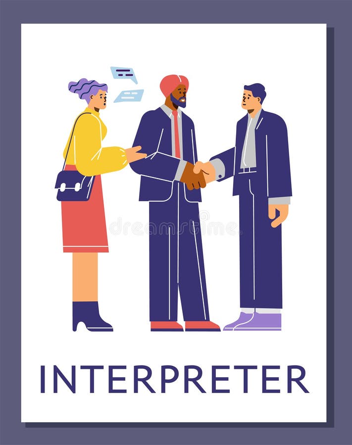 Poster or Vertical Banner about Interpreter Profession Flat Style Stock ...
