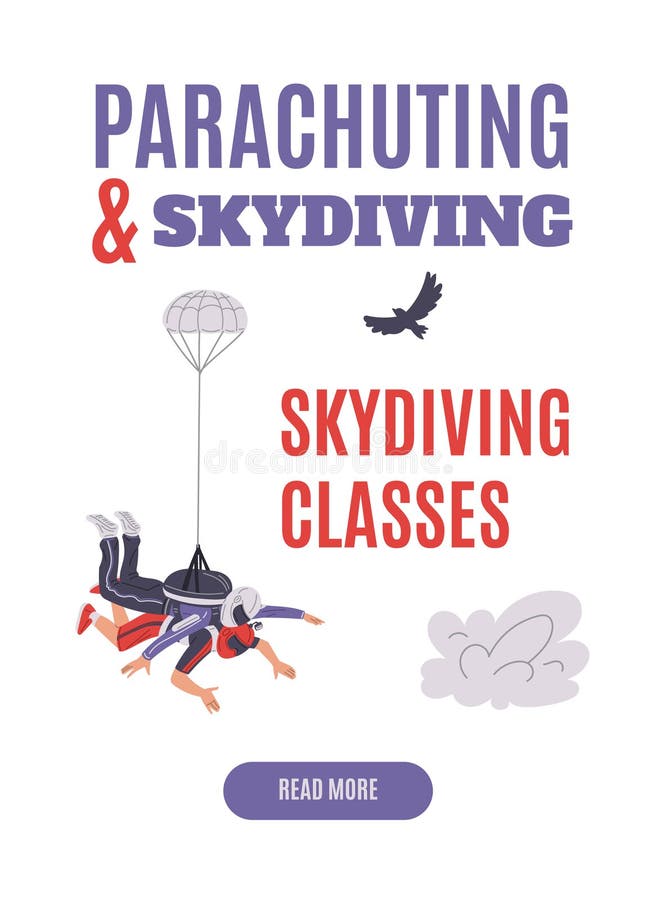 Poster or Vertical Banner about Skydiving Classes Flat Style Stock ...