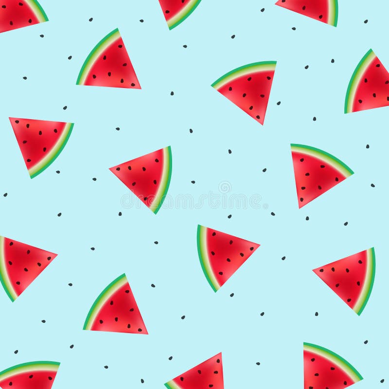Watermelons Blue Background. Seamless Pattern Illustration, Summer Red ...