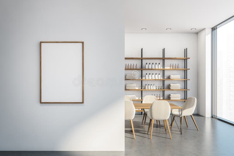 Poster in the White Loft with Shelving Unit Stock Illustration ...