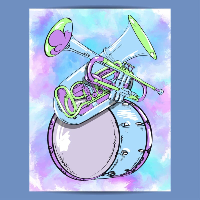 Poster with Wind Instruments Stock Vector - Illustration of orchestra ...