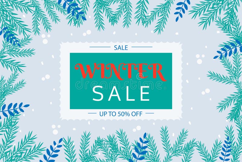 Poster Winter Sale, Template with Branches Stock Vector - Illustration ...