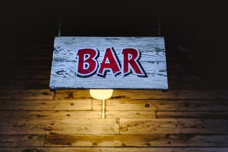 Poster with the Word BAR in Wood Stock Photo - Image of poster ...