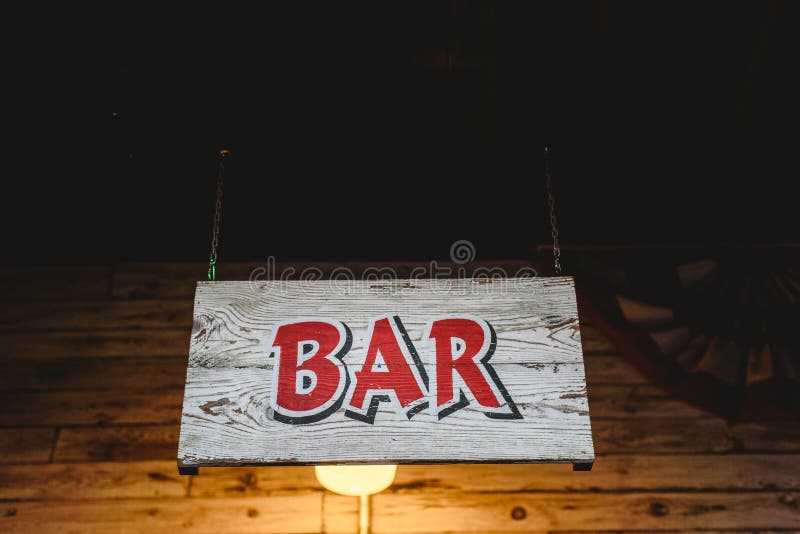 Poster with the Word BAR in Wood Stock Photo - Image of backdrop, card ...