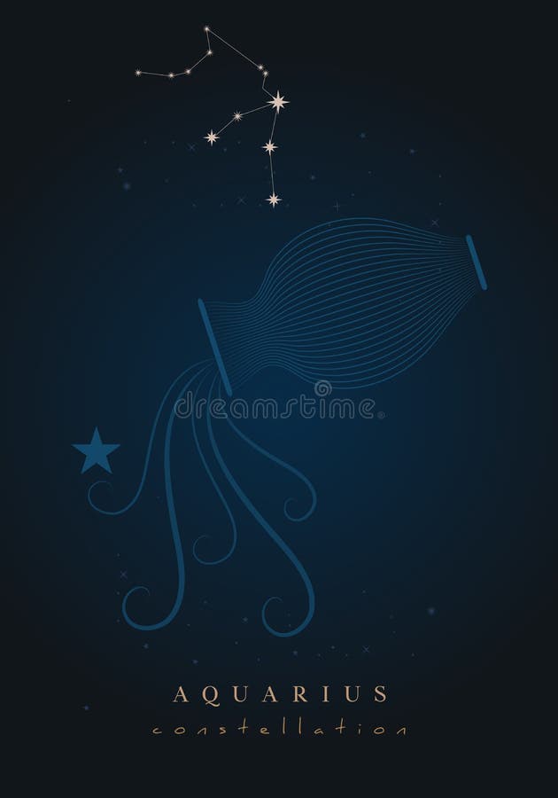 Poster Zodiac Sign And Constellation On Starry Cosmos Dark Background