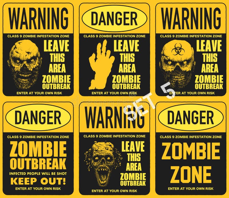 Poster Zombie Outbreak Sign Board Stock Vector - Illustration of ...