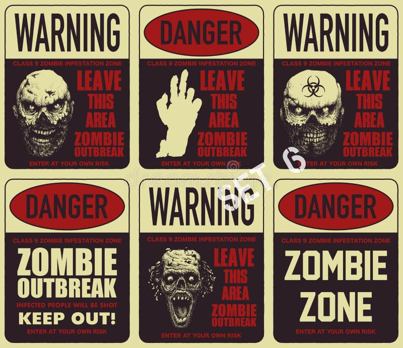 Poster Zombie Outbreak Sign Board Stock Vector - Illustration of dead ...