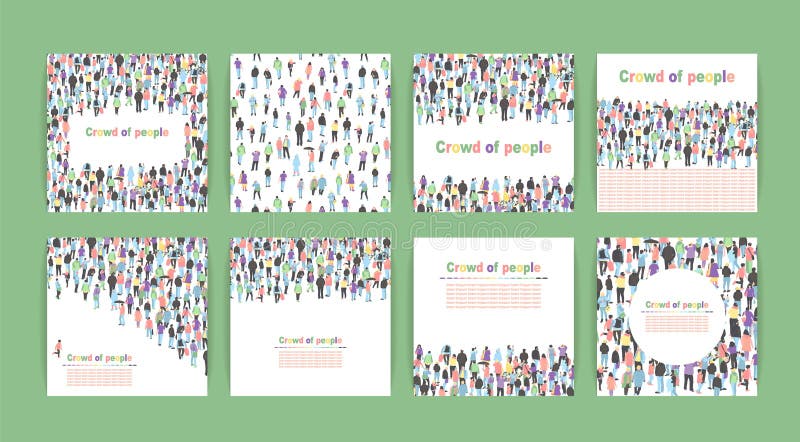 Posters with Crowd of People. Set of Cute Card with Group People Vector ...