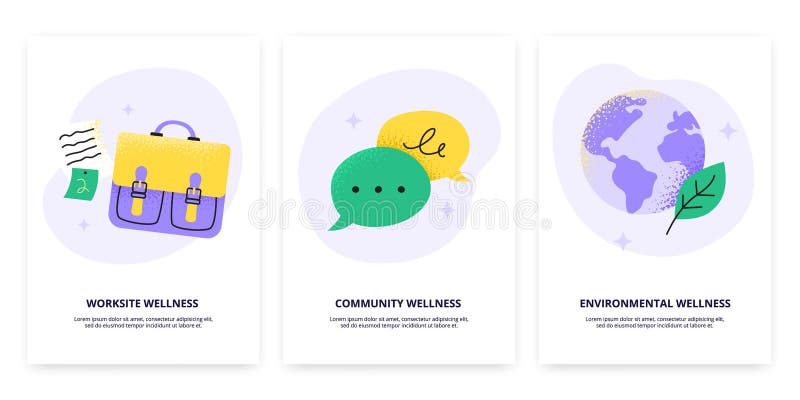 Posters with Different Wellness Themes. Workplace, Social Life, and ...