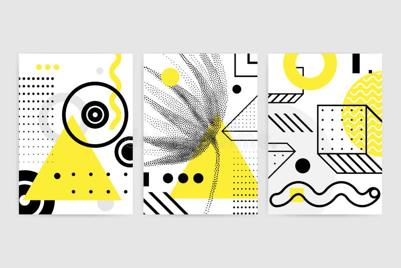 Posters Set with Bright Bold Geometric Elements Stock Vector ...