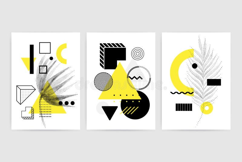 Posters Set with Bright Bold Geometric Elements Stock Vector ...