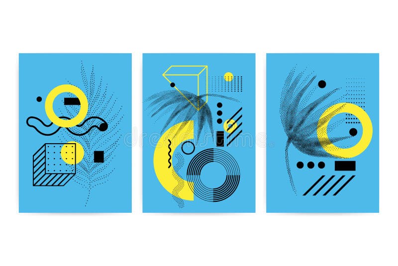 Posters Set with Bright Bold Geometric Elements Stock Vector ...