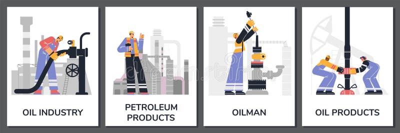 Posters Set of Various Processes for Ensuring the Oil and Gas ...