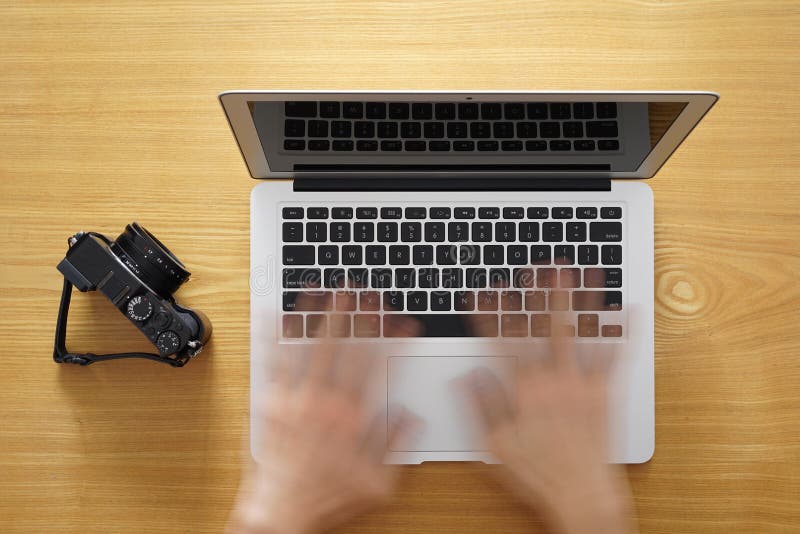 Posting of Pictures Online through Laptop Stock Image - Image of ...