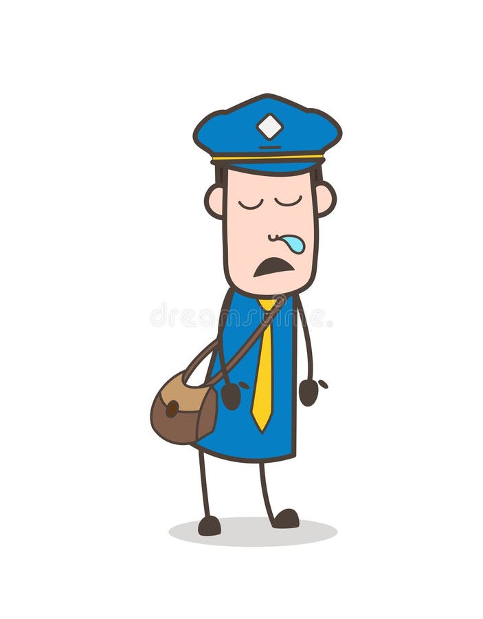 Postino Stanco Sleepy Face Vector Illustrazione di Stock ...