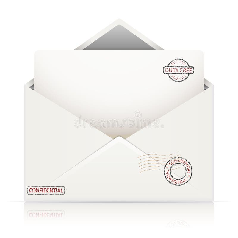 Symbol För Postluftkuvert Med Den Fastställda Post- Stämpeln Vektor ...