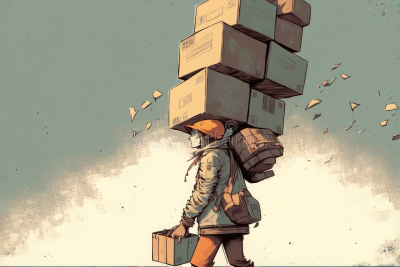 Postman with Big Stack of Boxes, Delivery. Generative AI Stock Photo ...