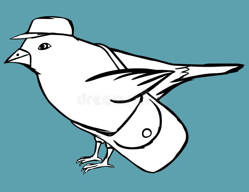 A Postman Bird in a Cap with a Bag. Stock Illustration - Illustration ...