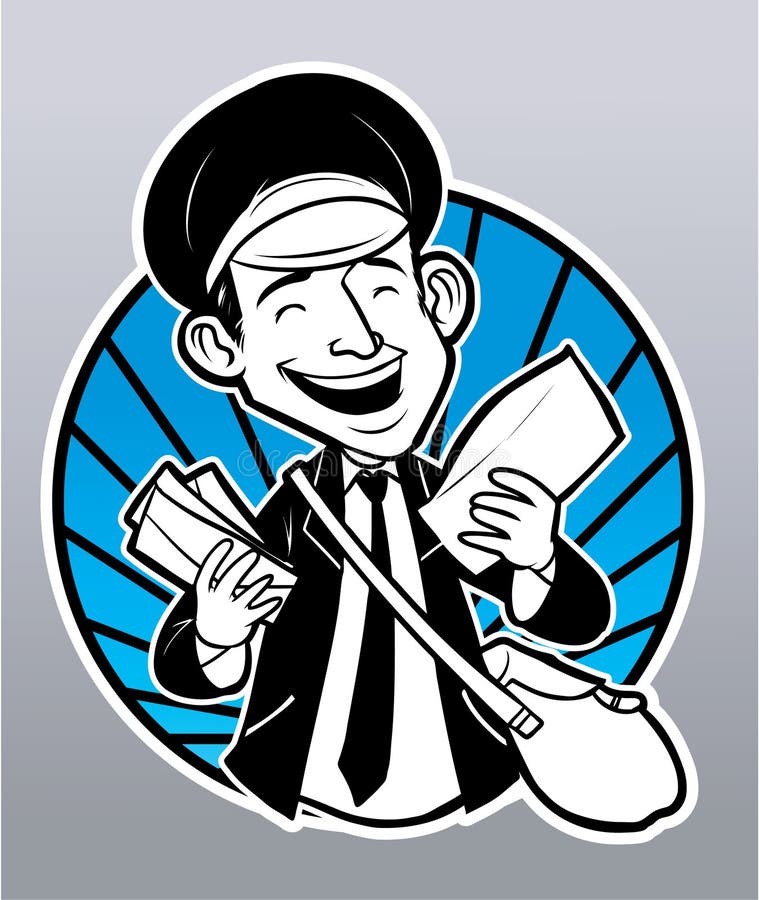 Postman with Blue Circle Illustration Design Stock Vector ...