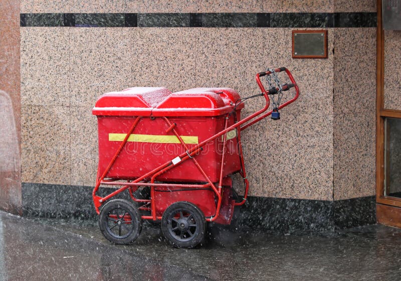 Postman cart stock image. Image of houses, mail, street - 21915639