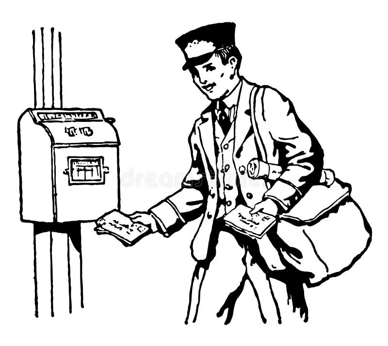 Postman Delivering Mail Vintage Illustration Stock Vector ...