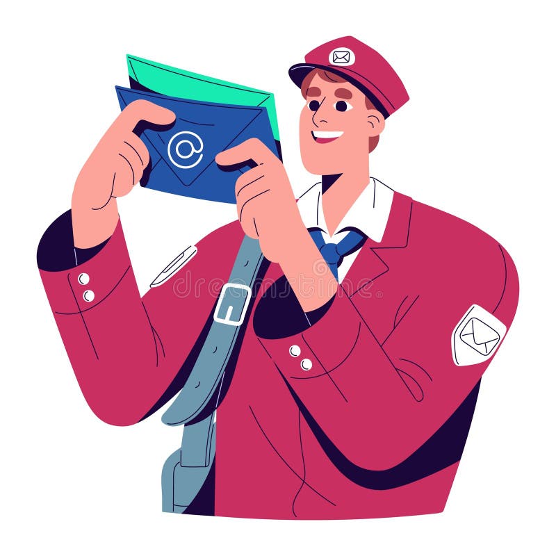 Postman Delivers Mail. Mailman Holds Postal Envelopes, Paper Letters ... Postman Delivers Mail. Mailman Holds Postal Envelopes, Paper Letters ...