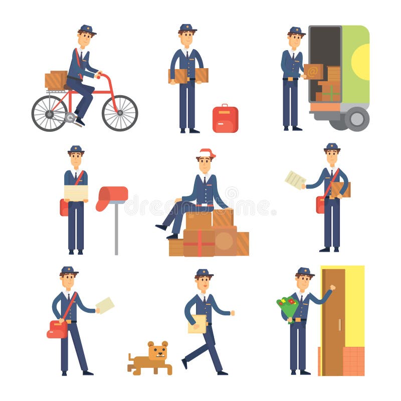 Postman, delivery. stock illustration. Illustration of send - 32329170