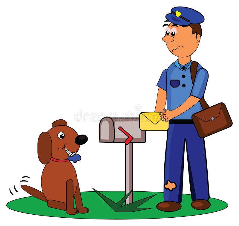 Postman and dog stock vector. Illustration of post, mail - 9905330