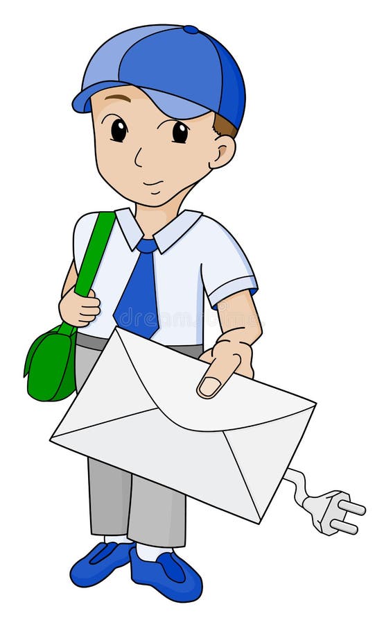 Postman with email stock vector. Illustration of mail - 29339739