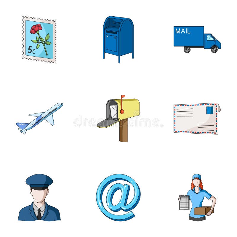Postman, Envelope, Mail Box and Other Attributes of Postal Service.Mail ...
