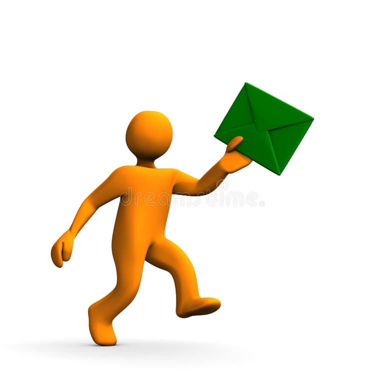 Postman Green Envelope stock illustration. Illustration of express ...
