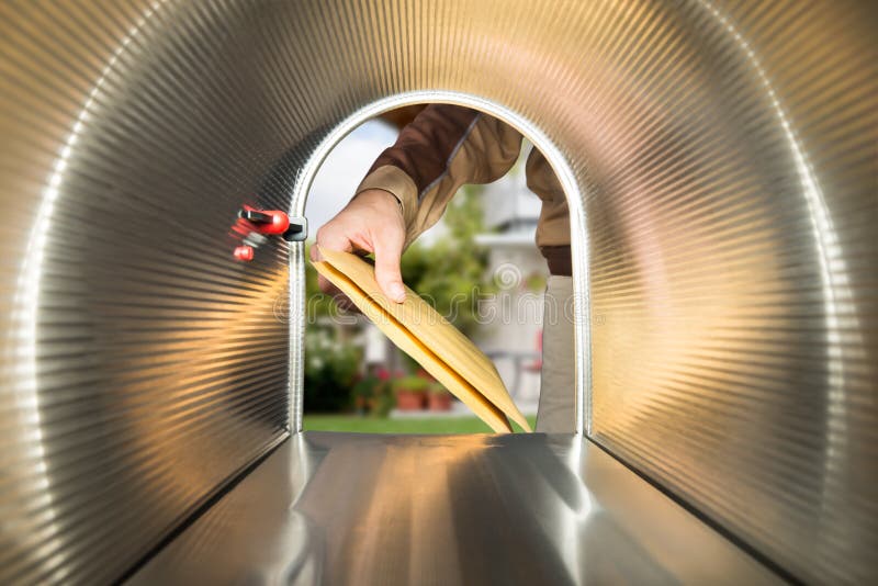 Postman Hands with Letters View from Inside the Mailbox Stock Image ...