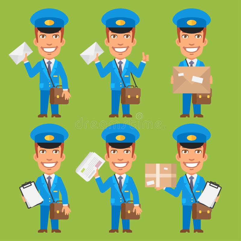 Postman Holding Letter Package Newspaper Stock Vector - Illustration of ...