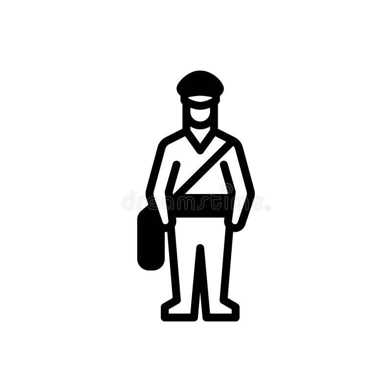 Black Solid Icon for Postman, Mailman and Carrier Stock Vector ...