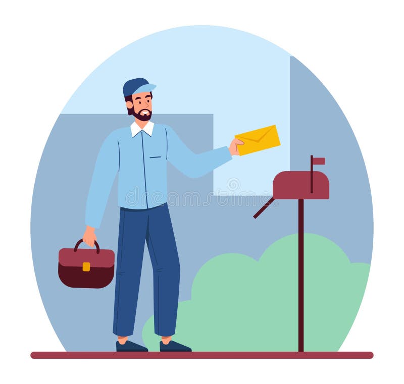 Postman with mail stock vector. Illustration of container - 279168594