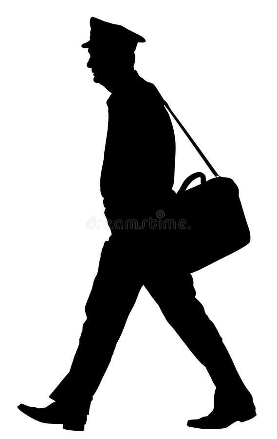 Postman or Mailman Walking on Duty, Vector. Stock Vector - Illustration ...