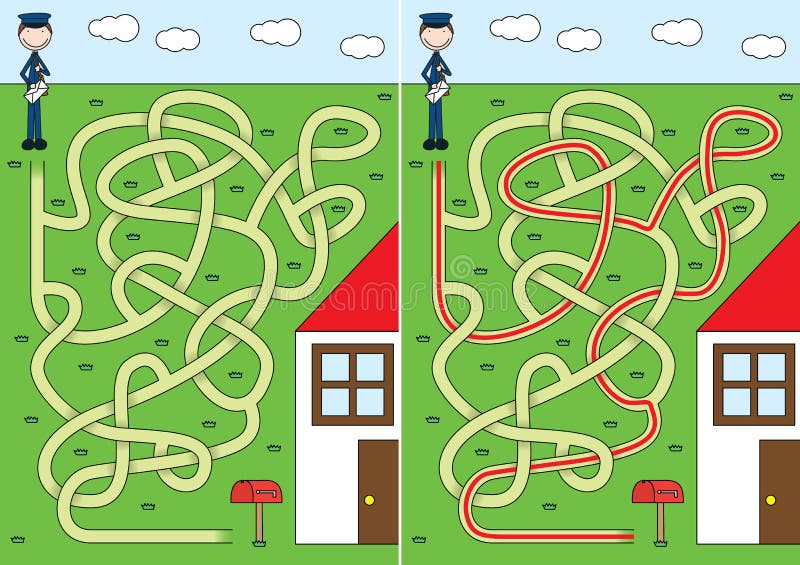 Postman maze stock vector. Illustration of solution - 107558635
