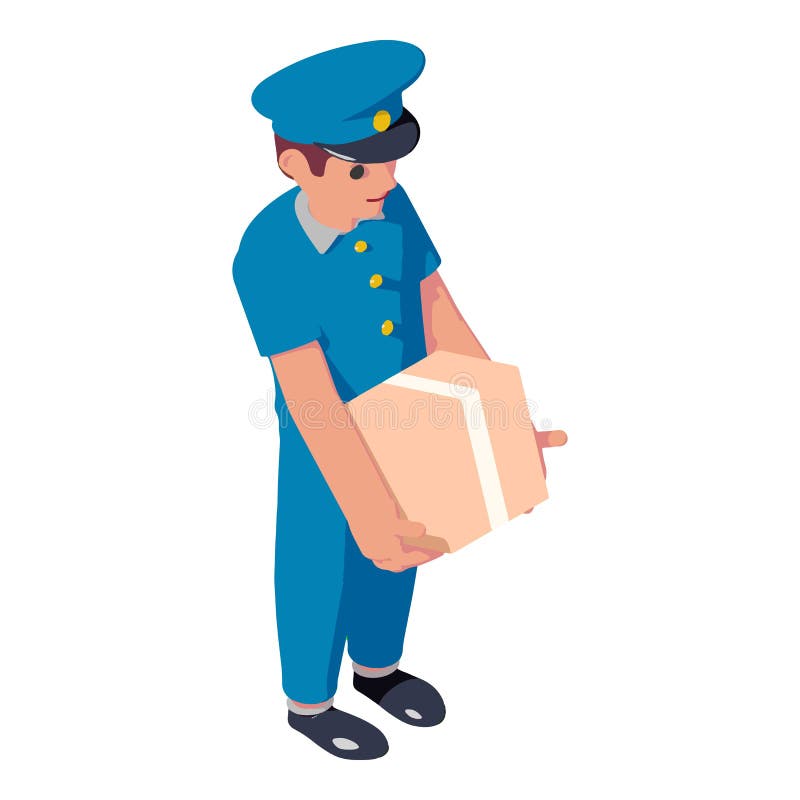 Postman Parcel Box Delivery Icon, Isometric Style Stock Vector ...