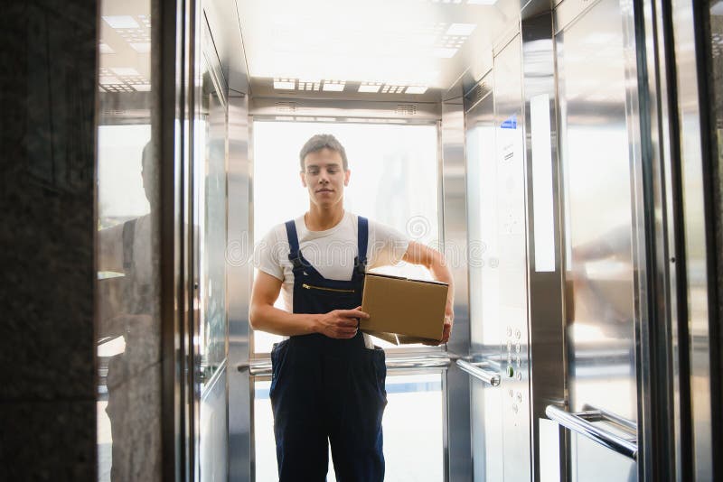 Postman with Parcel Box. Postal Delivery Service Stock Image - Image of ...